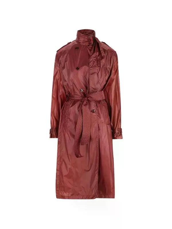 Saint Laurent Belted Waterproof Trench Coat - Red