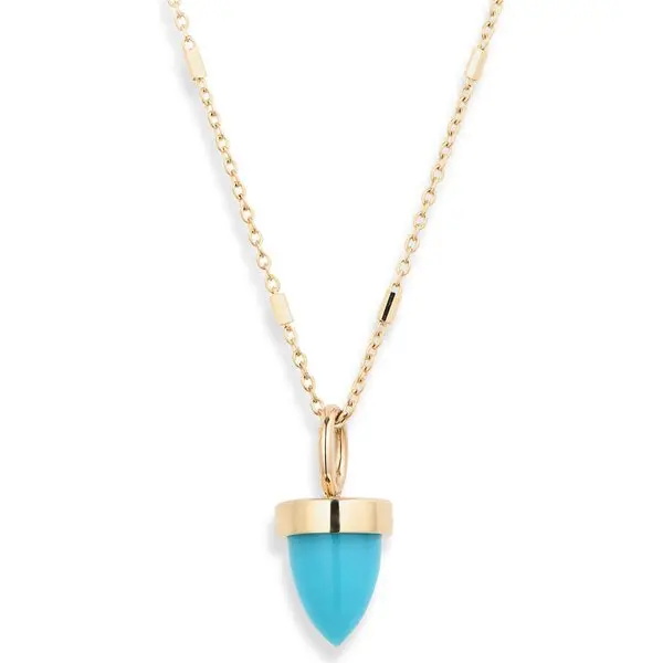 Zoe Chicco Turquoise Bullet Pendant Necklace - 14k Yellow Gold/turquoise