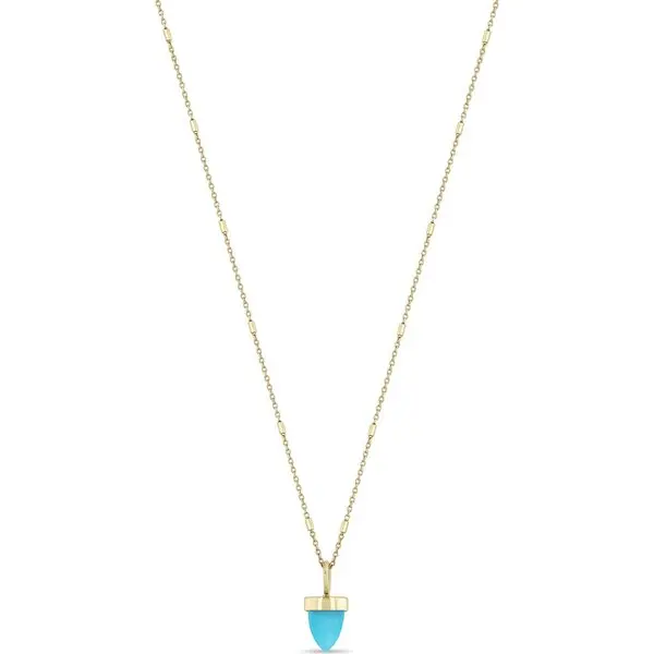 Zoe Chicco Turquoise Bullet Pendant Necklace - 14k Yellow Gold/turquoise