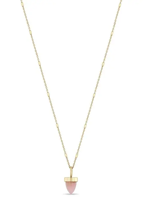 Zoe Chicco Opal Bullet Pendant Chain Necklace - 14k Yellow Gold/pink Opal
