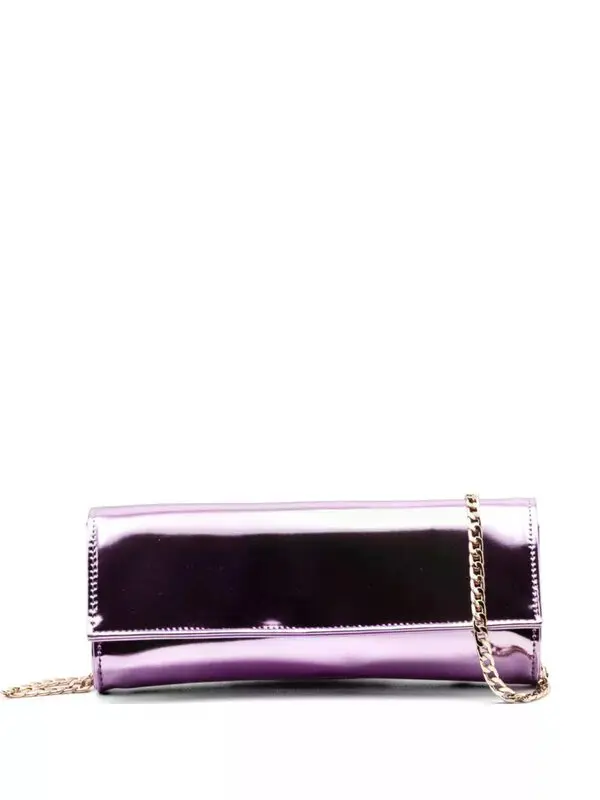 CASTAGNA Metallic-leather Clutch With Chain Strap - Purple