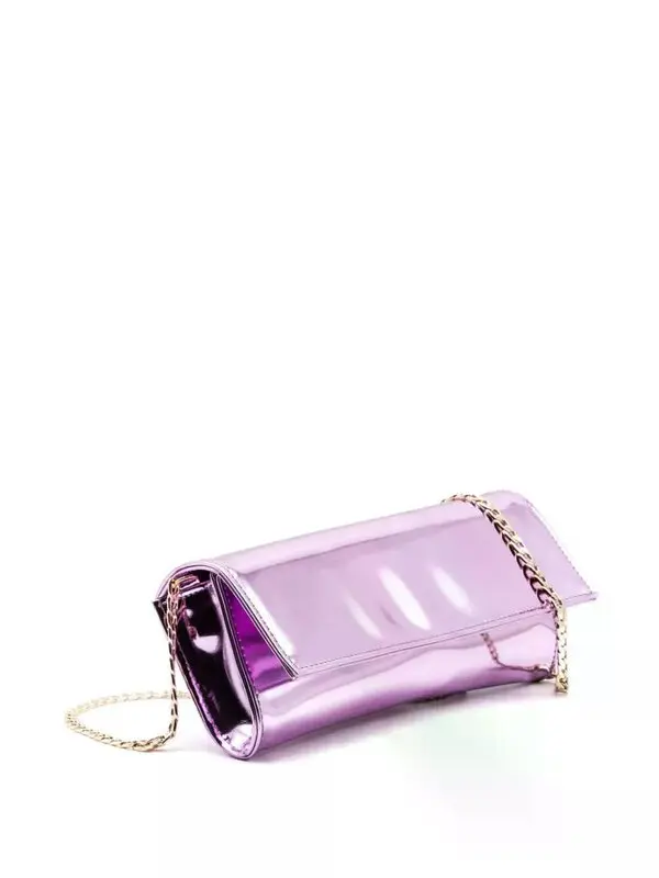CASTAGNA Metallic-leather Clutch With Chain Strap - Purple
