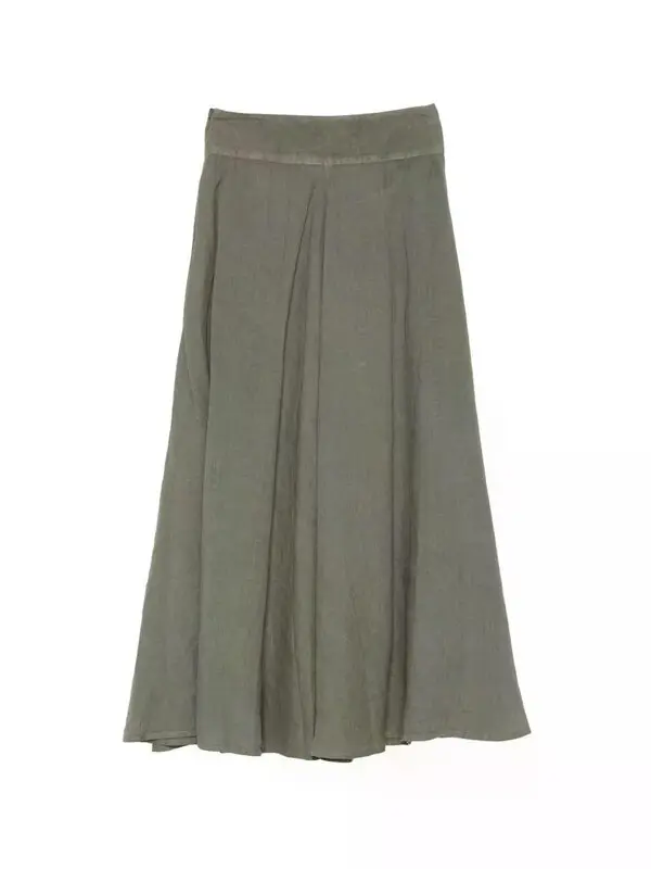 120% Lino Linen A-line Midi Skirt - Green