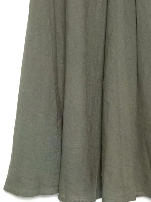 120% Lino Linen A-line Midi Skirt - Green
