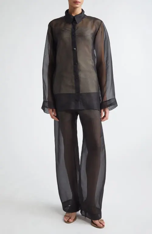 GIA STUDIOS Lisse Silk Organza Straight Leg Pants