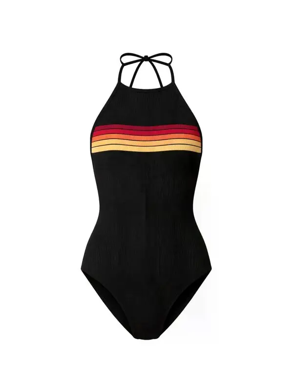 OSKLEN Ribbed Striped Halter Swimsuit - Black