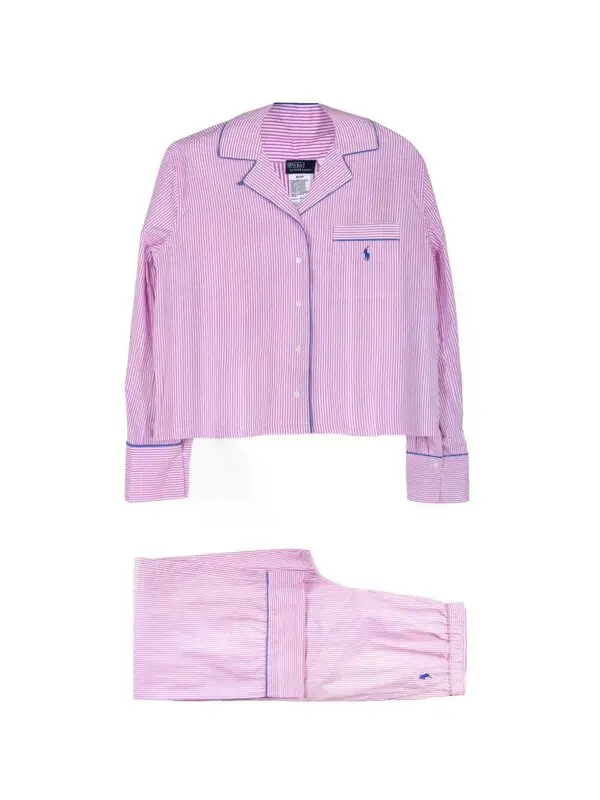 Polo Ralph Lauren Striped Long-sleeve Pajama Set - Pink