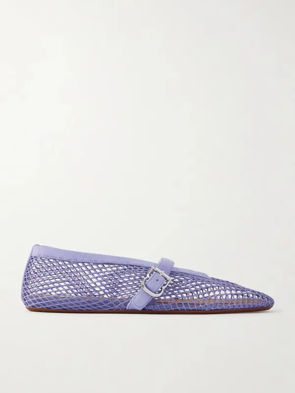 Alaïa Suede-trimmed Mesh Ballet Flats - Purple