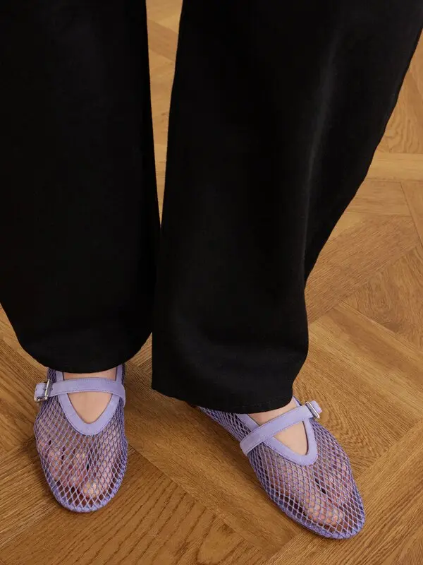 Alaïa Suede-trimmed Mesh Ballet Flats - Purple