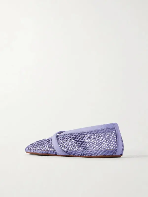Alaïa Suede-trimmed Mesh Ballet Flats - Purple