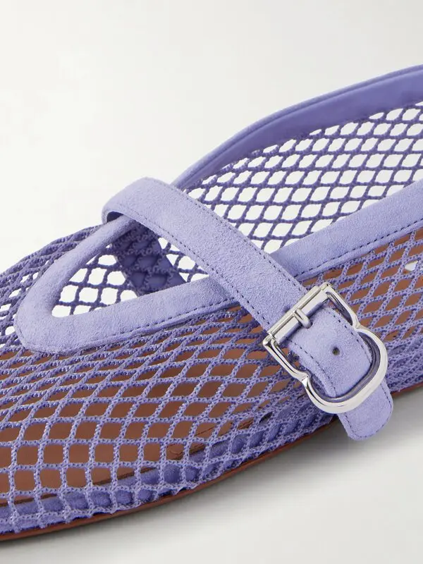 Alaïa Suede-trimmed Mesh Ballet Flats - Purple