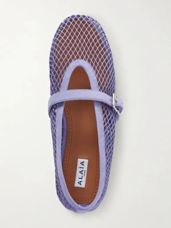 Alaïa Suede-trimmed Mesh Ballet Flats - Purple