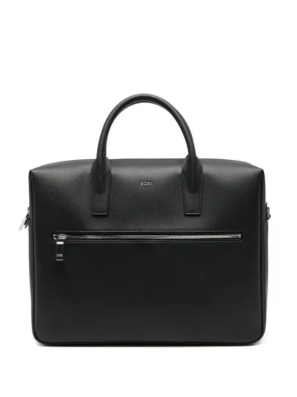 BOSS Briefcase With Zip Pocket And Logo - Black