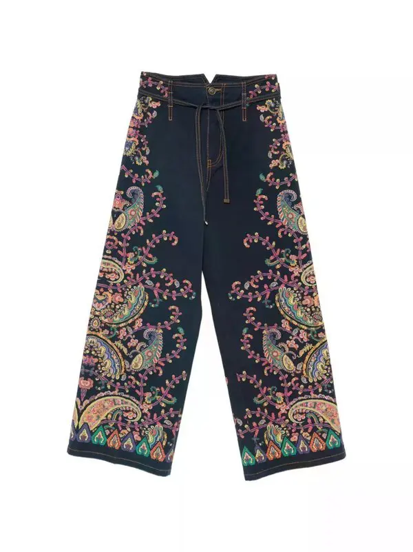 Etro Paisley-print Cropped Jeans - Blue