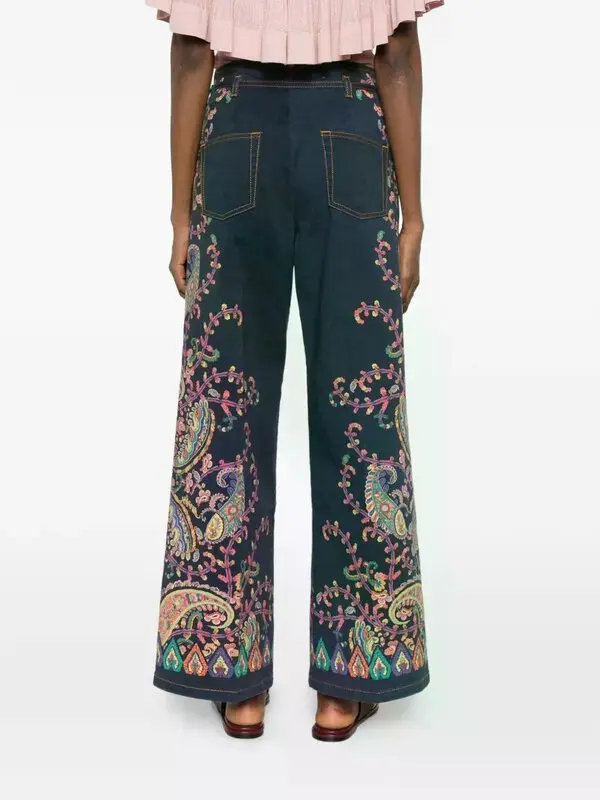 Etro Paisley-print Cropped Jeans - Blue