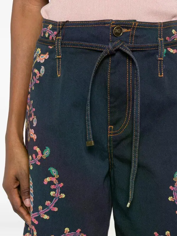 Etro Paisley-print Cropped Jeans - Blue