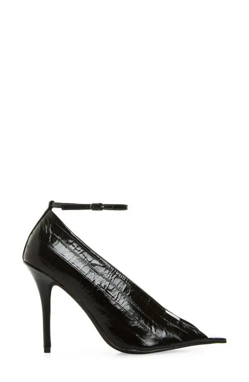 Jeffrey Campbell Pointed Peep Toe Sandal - Black Eel