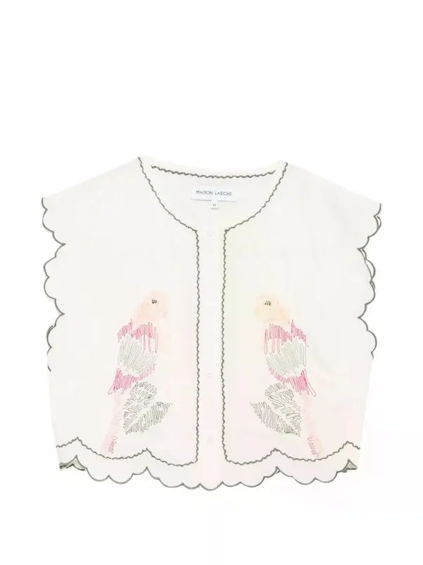 Maison Labiche Embroidery Scalloped Top - Neutrals