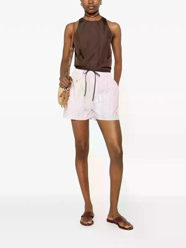 Maison Labiche Striped Embroidery Shorts