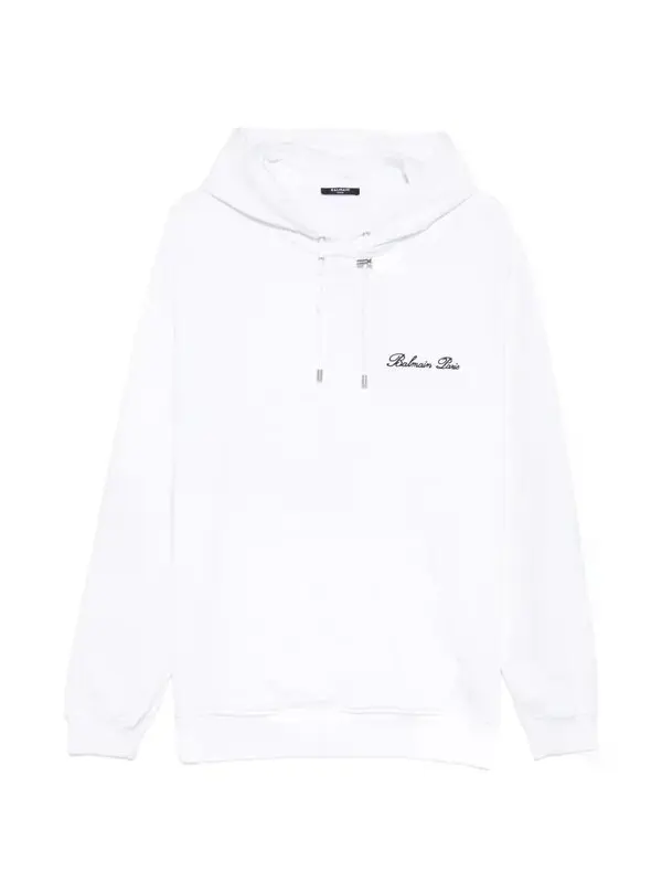 Balmain Embroidered Logo Hoodie - White