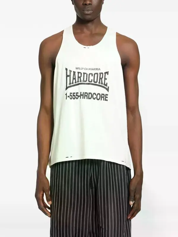 WILLY CHAVARRIA Distressed Tank Top - White
