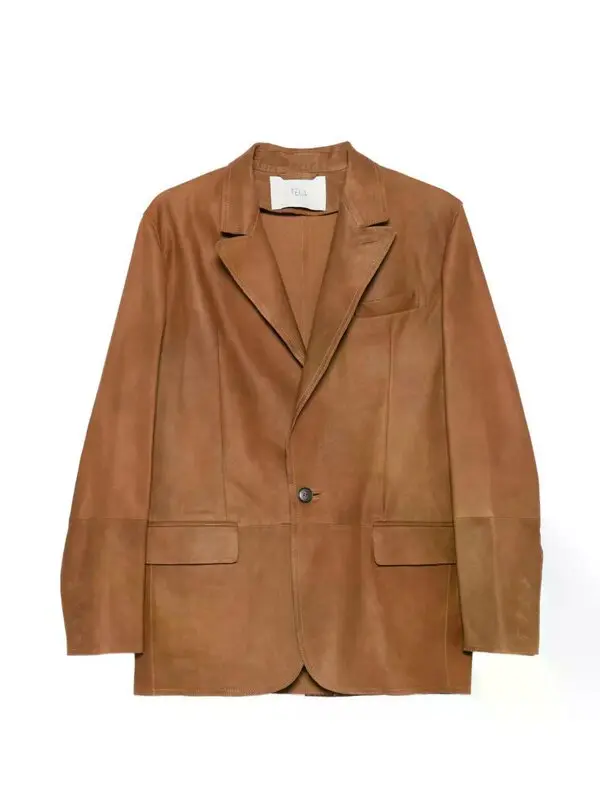 TELA Notched-lapel Leather Blazer - Brown