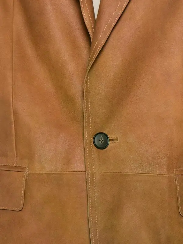 TELA Notched-lapel Leather Blazer - Brown