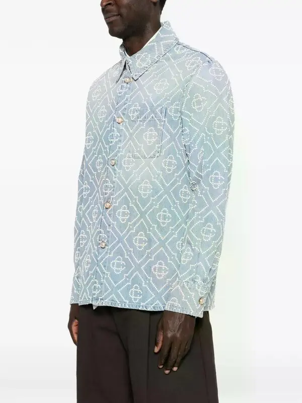 Casablanca Monogram-embellished Denim Shirt