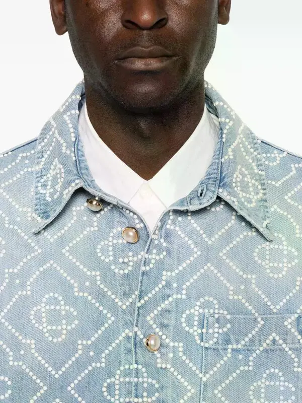 Casablanca Monogram-embellished Denim Shirt