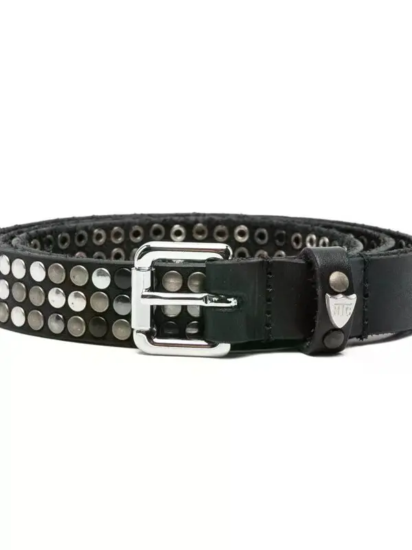 HTC LOS ANGELES Studded Leather Belt - Black