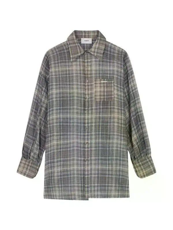Coperni Plaid Drawstring-waist Shirt - Grey