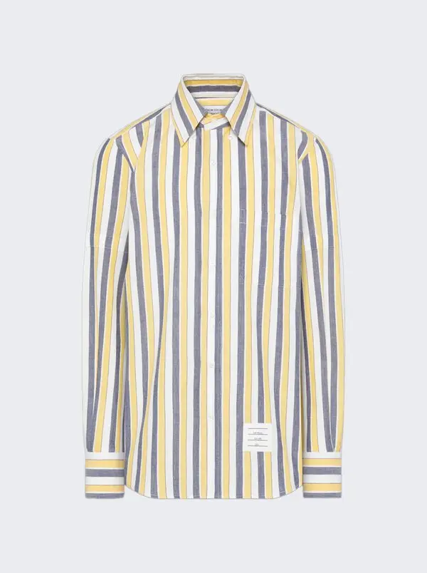 Thom Browne Madras Cotton Striped Shirt Pale