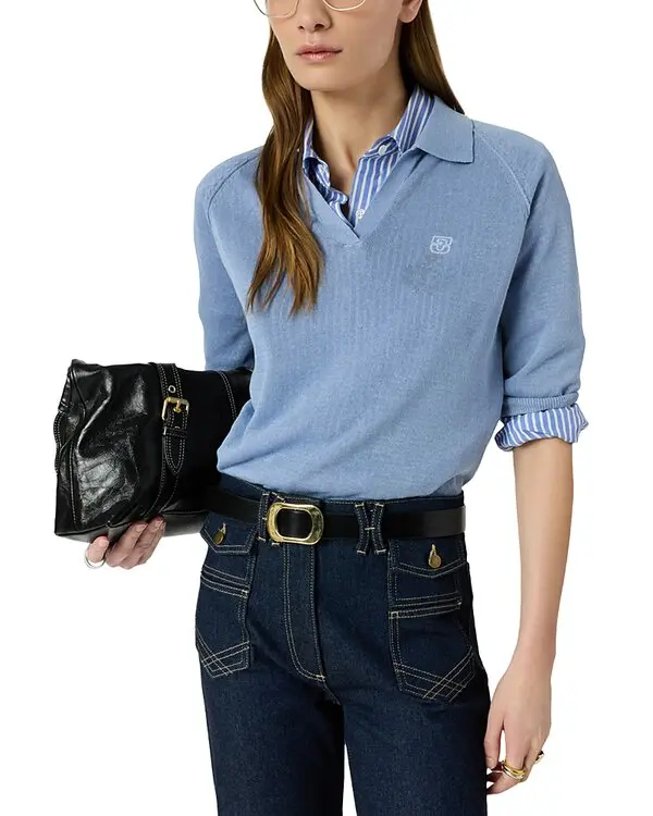 Gerard Darel Loula Johnny Collar Sweater - Bluesky