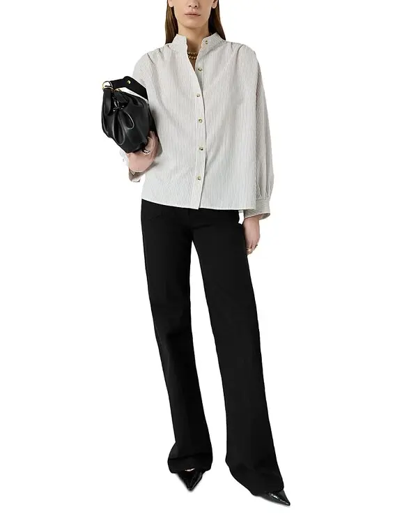 Gerard Darel Calixte Striped Mandarin Collar Shirt