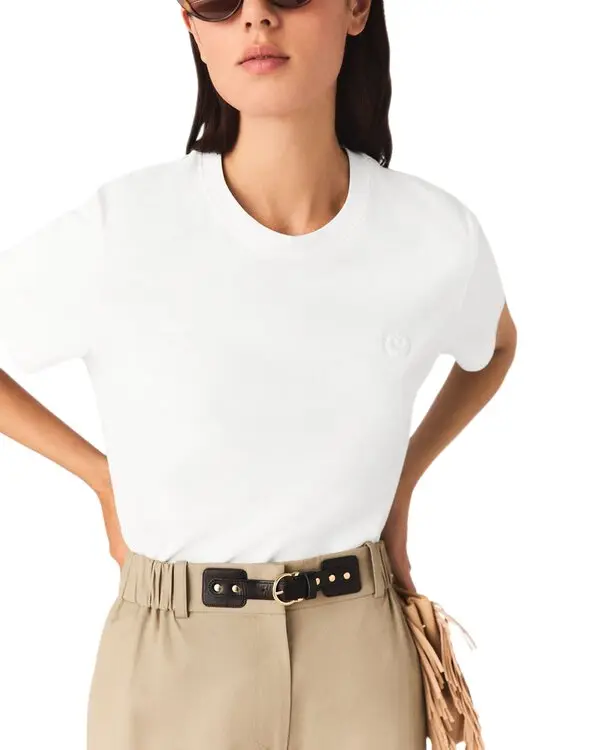 Maje Embroidered Logo Tee - White
