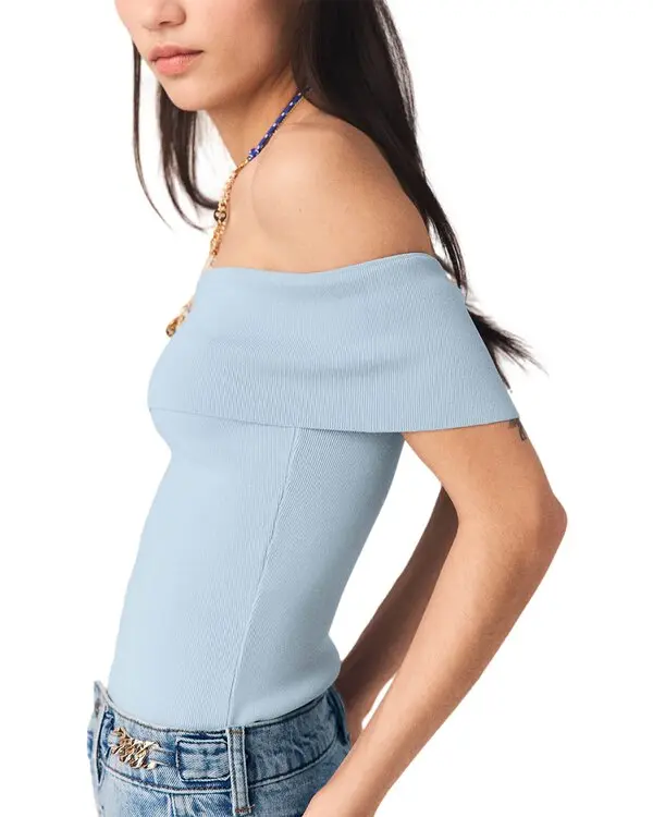 Maje Bardot Rib Knit Top