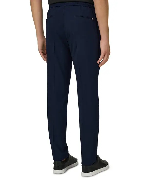 Boggi Milano Tapered Fit Seersucker Wool Stretch Trousers - Navy Blue