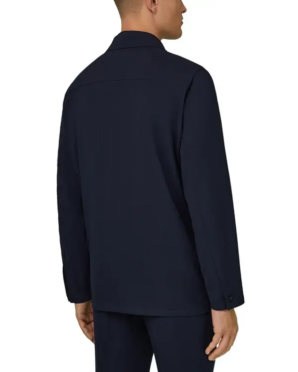 Boggi Milano Regular Fit Seersucker Shirt Jacket