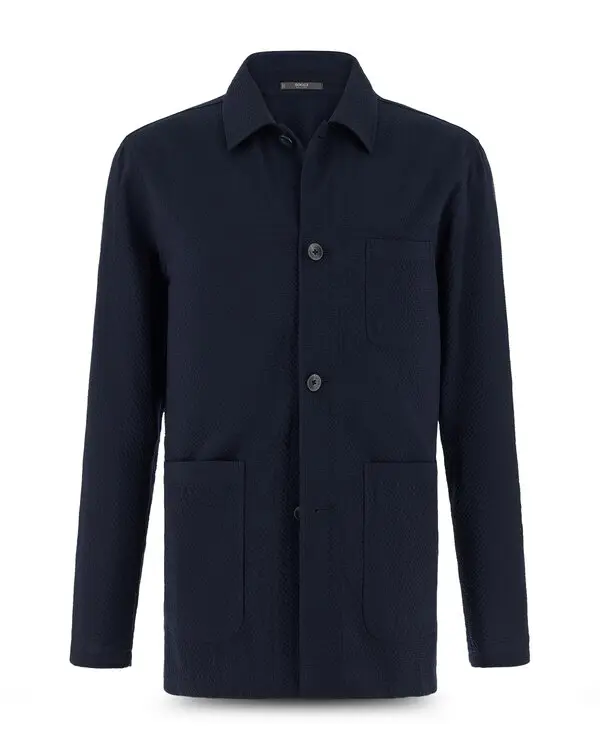 Boggi Milano Regular Fit Seersucker Shirt Jacket