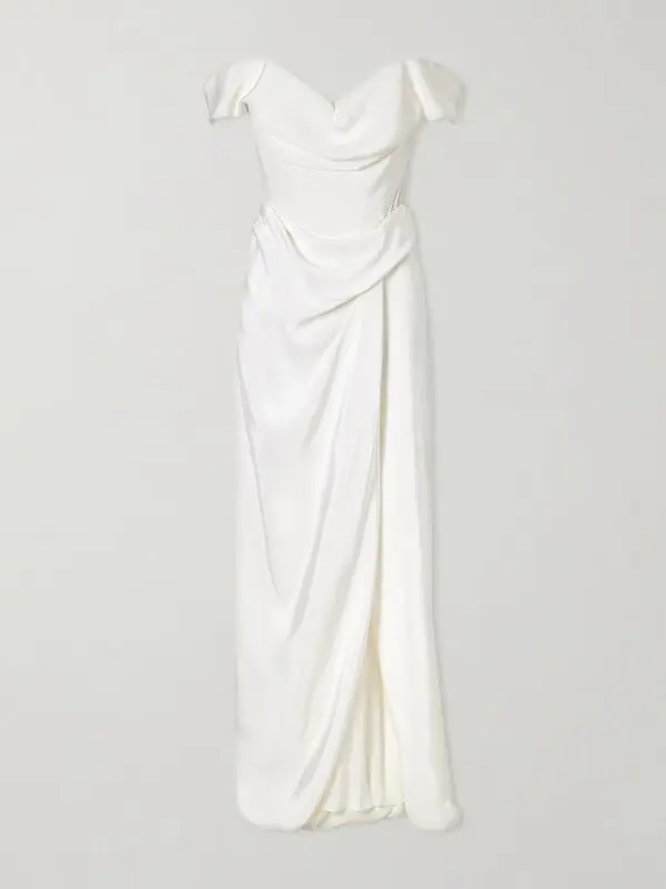 VIVIENNE WESTWOOD Mabel Off-the-shoulder Silk-cady Gown - White