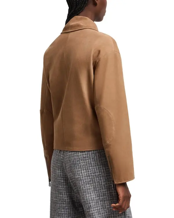 Emporio Armani Nubuck Leather Biker Jacket - Warm Beige