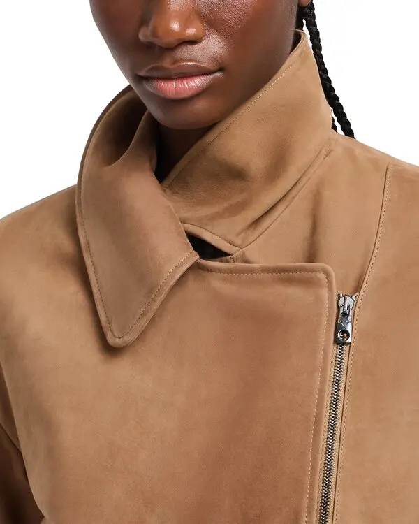 Emporio Armani Nubuck Leather Biker Jacket - Warm Beige