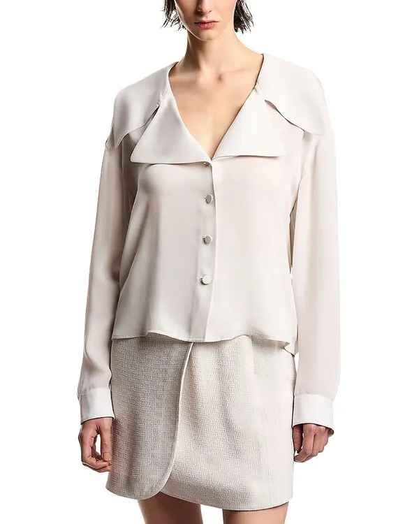 Emporio Armani Icon Silk Wide Lapel Collar Shirt