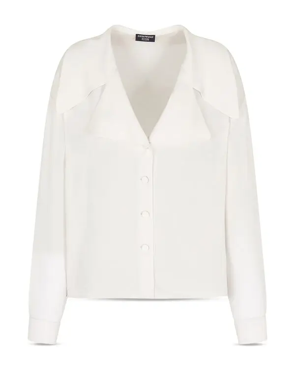 Emporio Armani Icon Silk Wide Lapel Collar Shirt