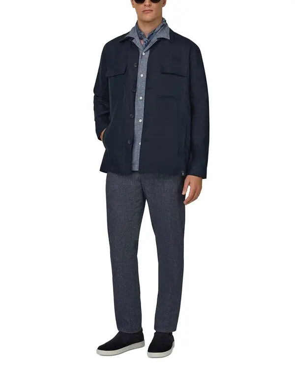 Boggi Milano Regular Fit Pure Linen Shirt - Navy Blue