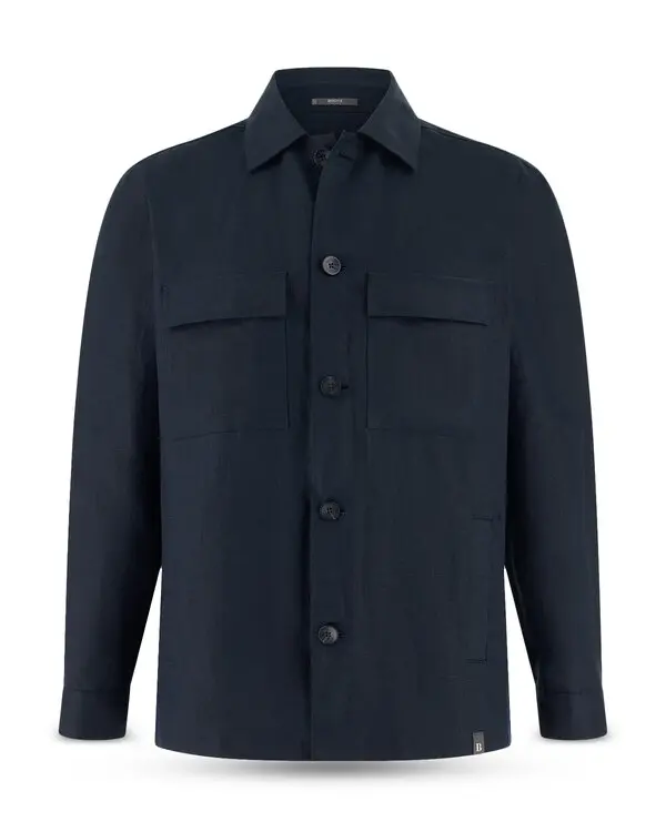 Boggi Milano Regular Fit Pure Linen Shirt - Navy Blue