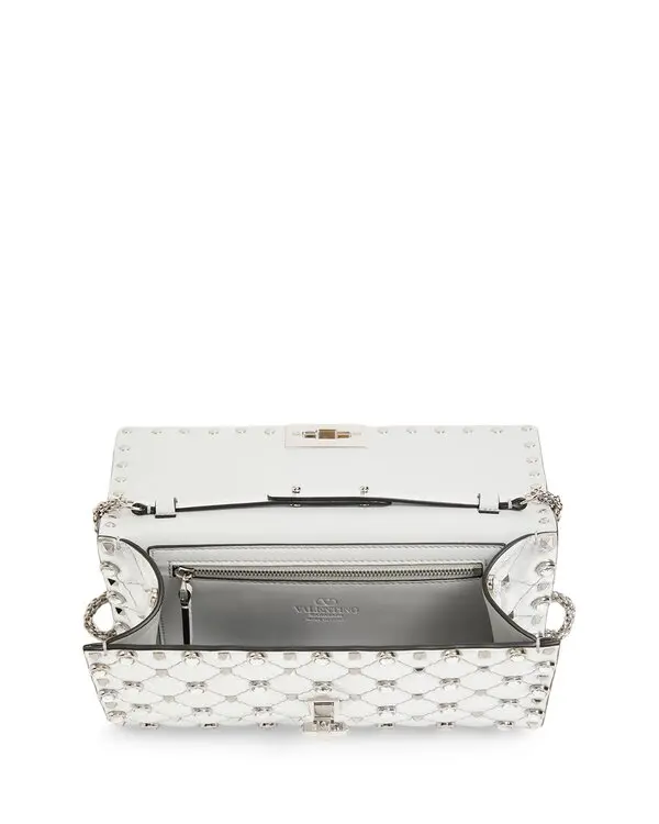 Valentino Garavani Rockstud Spike Chain Quilted Leather Crossbody Bag - Silver