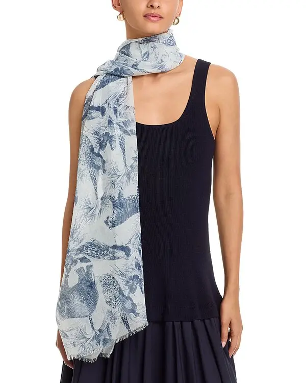 FRAAS Jungle Toile Scarf - Blue/white