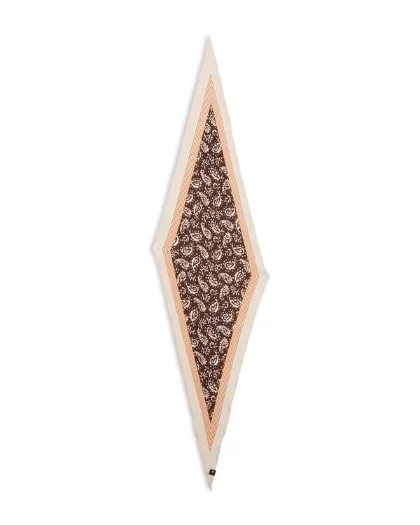 FRAAS Paisley Border Silk Diamond Scarf - Chocolate