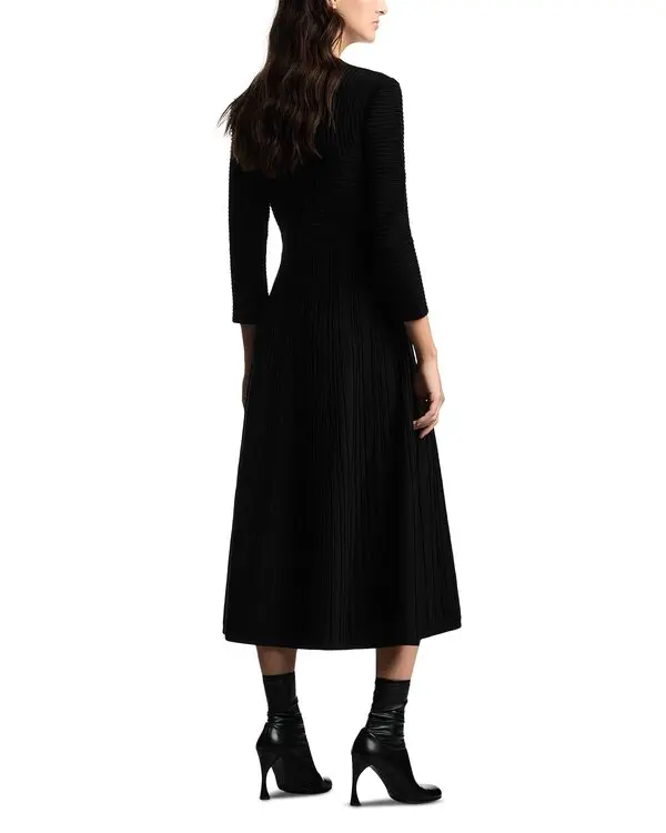 Emporio Armani Ottoman Chenille Midi Dress - Black
